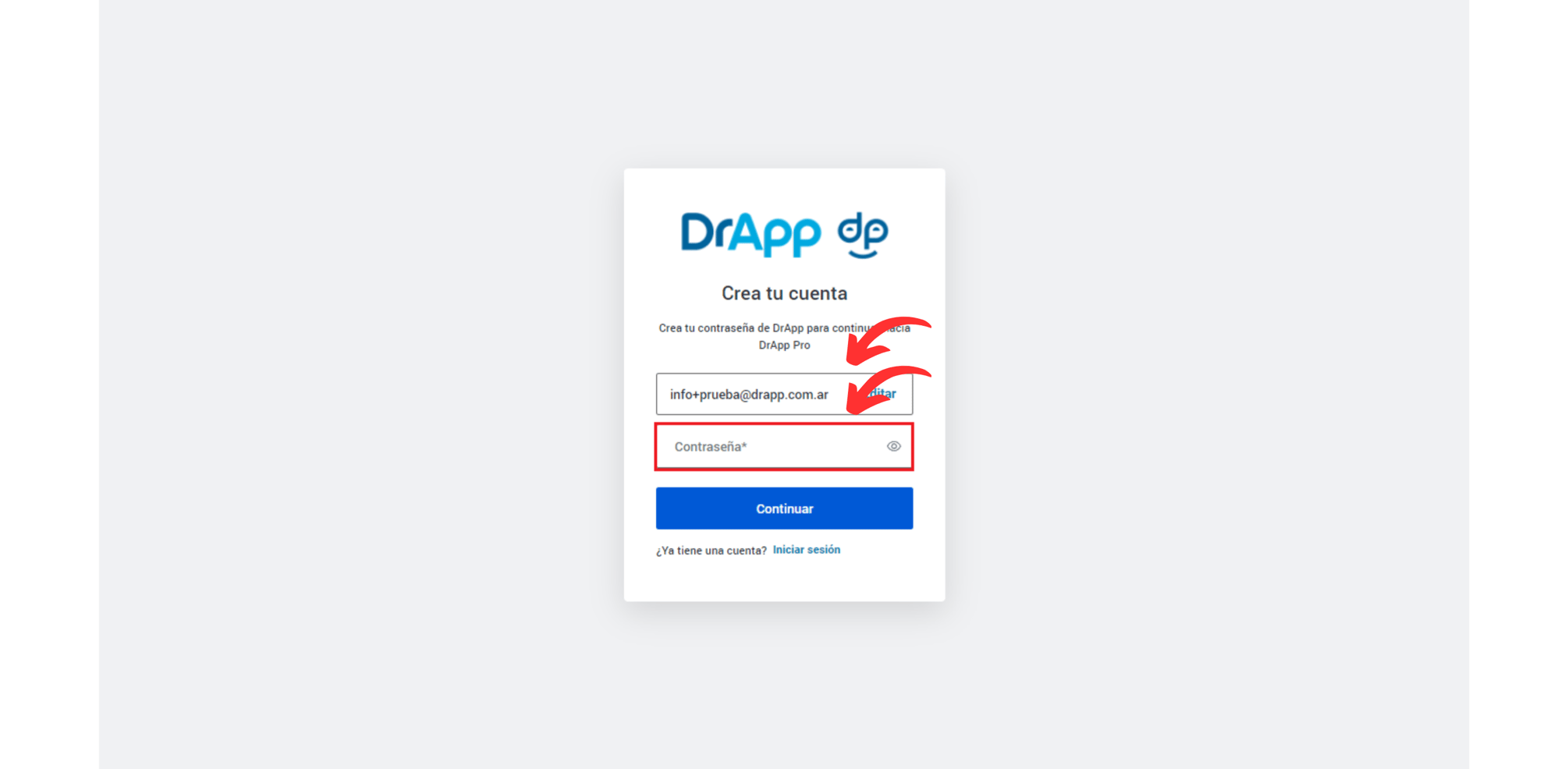 Creá tu cuenta en DrApp